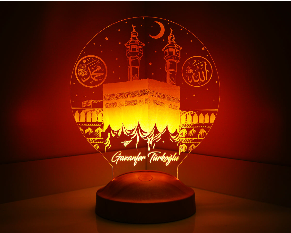 Kişiye Özel İslam Ve Kabe Led Lamba, Dini Hediye Led Lamba — Sevgi Lambası
